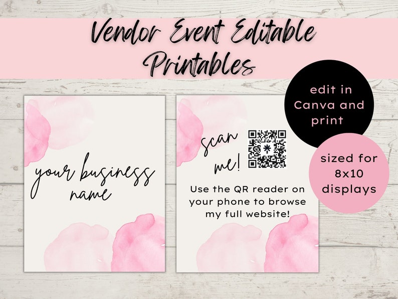 Small Business Vendor Booth Signage, Editable Template, Direct Sales ...