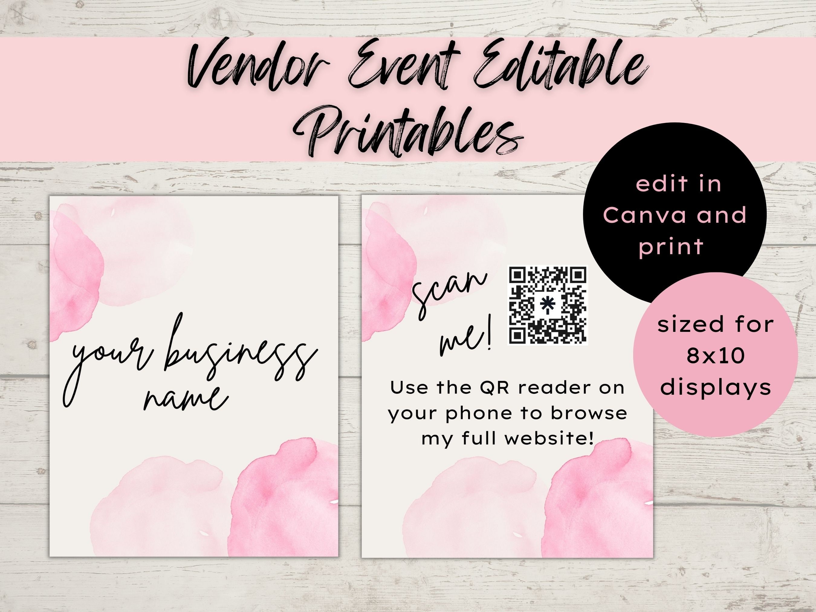 Small Business Vendor Booth Signage, Editable Template, Direct Sales ...