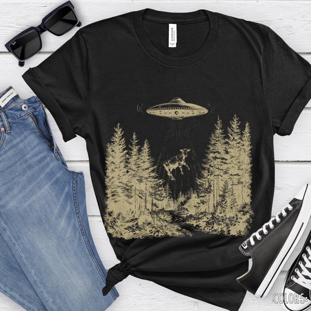 Ufo Cow Forest Farmer , Vintage Farm Shirt, Weirdcore Dreamcore, Retro ...