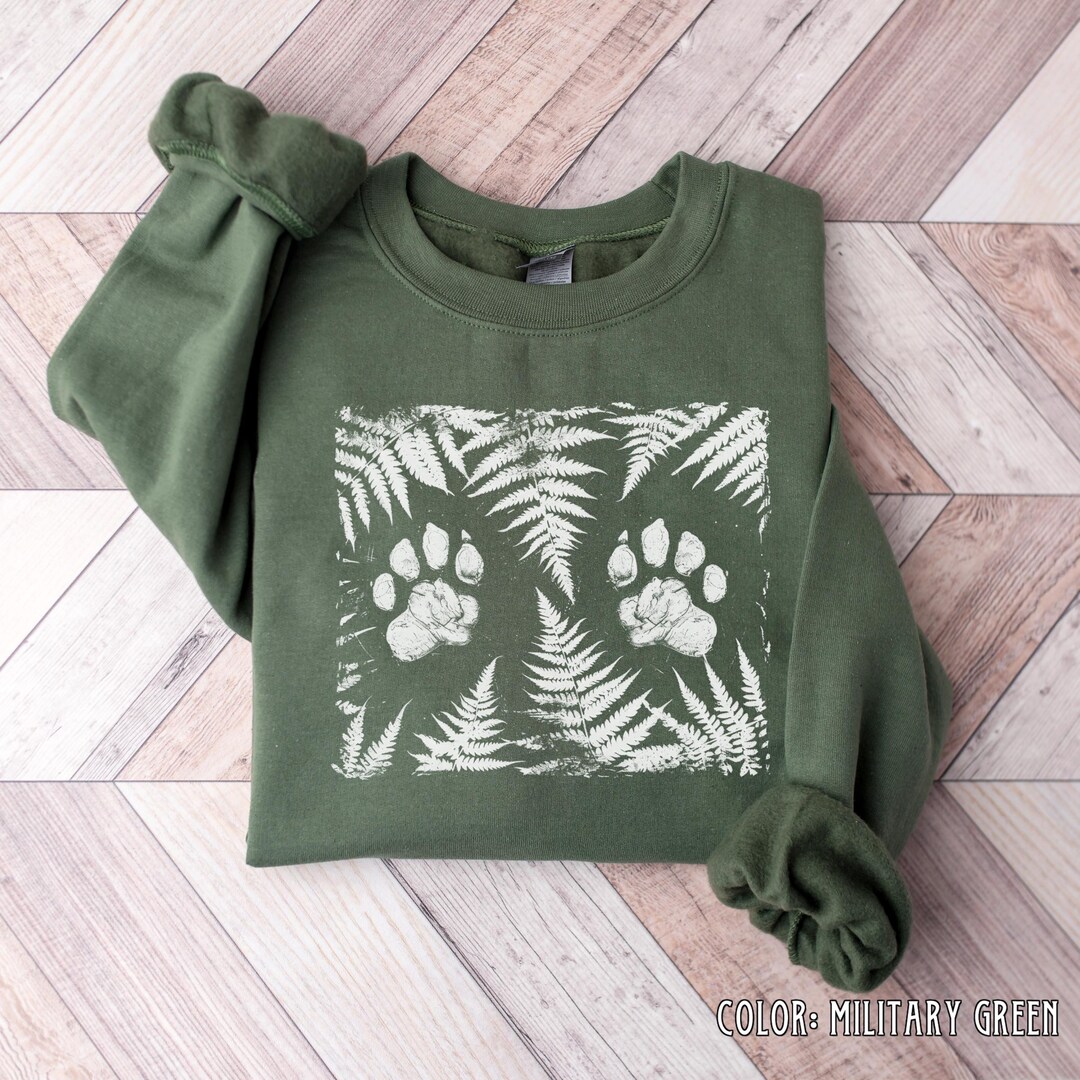 Forest Hiking Fern Dog Footprint Track Sweatshirt, Naturelover Gift ...
