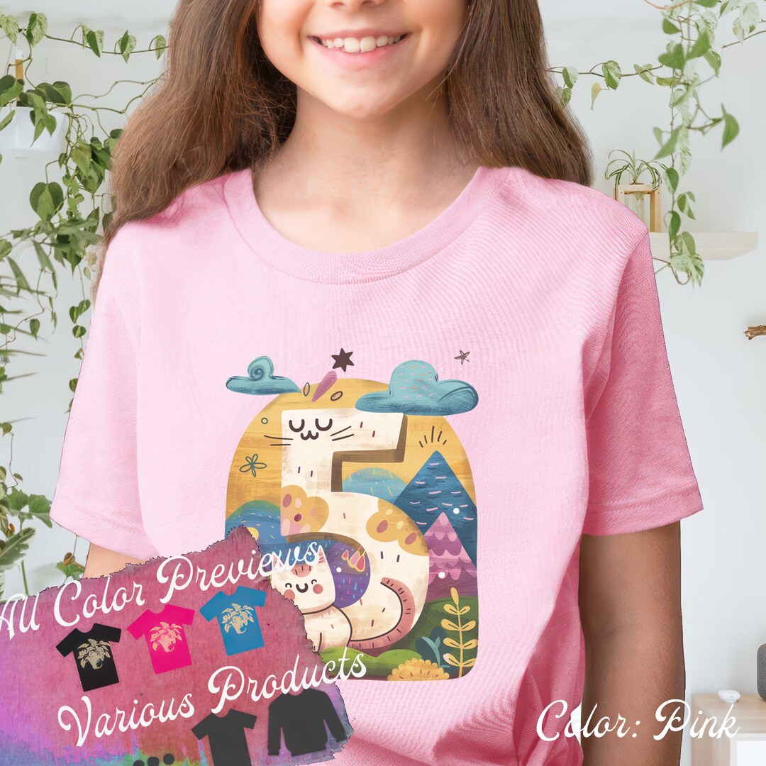 Number 5 Cat Anniversary Bday Grade, 5th Birthday Idea, 5th Birthday ...