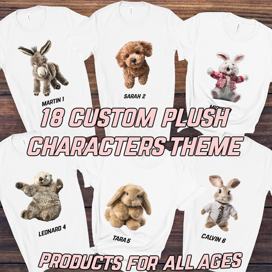 Personalized Plushie With Name Tshirt Theme, Plushie Collection, Zoo ...