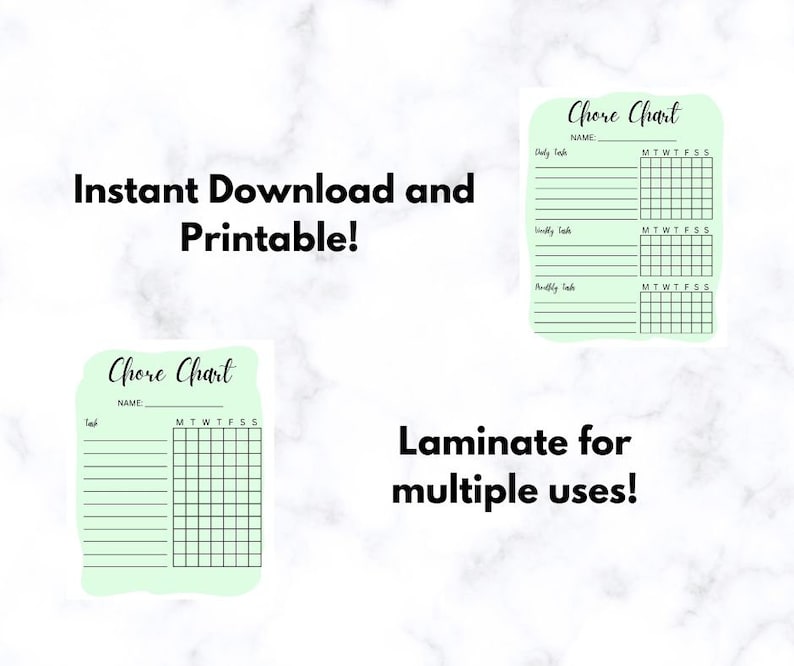 Blank Kids Chore Chart for Daily, Weekly, & Monthly Tasks | 2 Styles ...