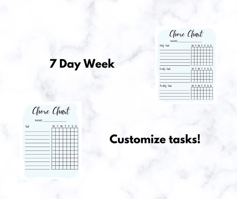 Blank Kids Chore Chart for Daily, Weekly, & Monthly Tasks 2 Styles 3 ...