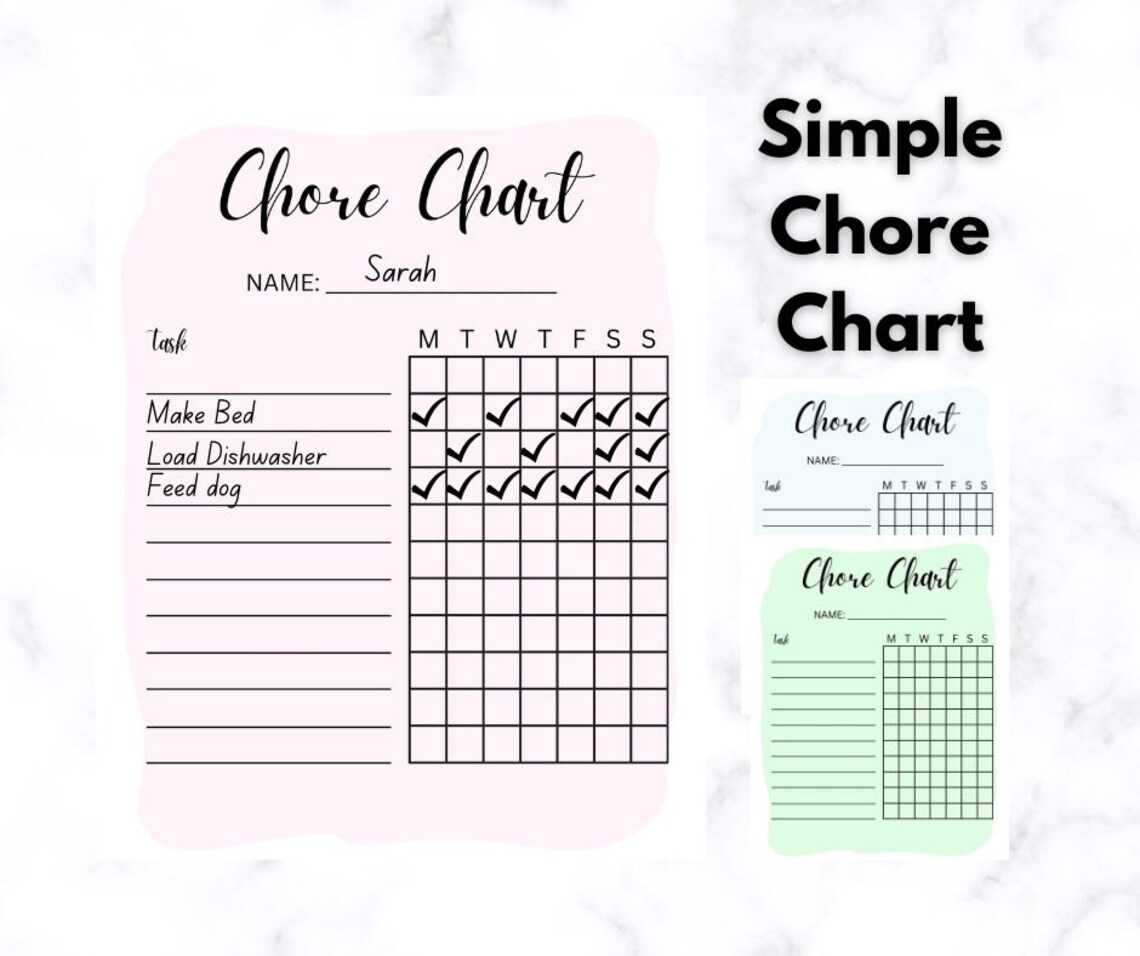 Blank Kids Chore Chart for Daily Weekly & Monthly Tasks 2 - Etsy