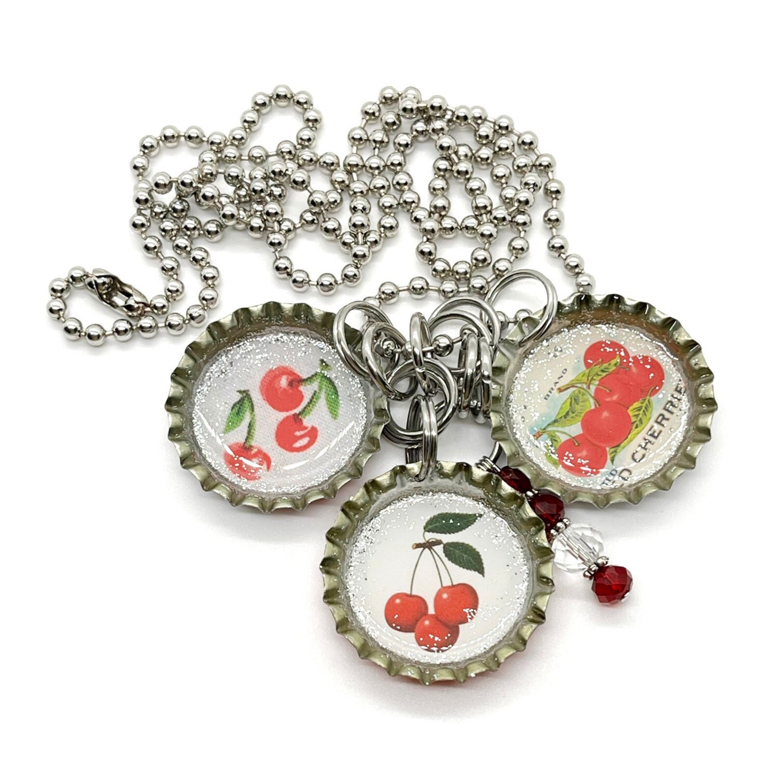 Vintage Inspired "cherry Crate Labels" - Bottle Cap Necklace - Etsy