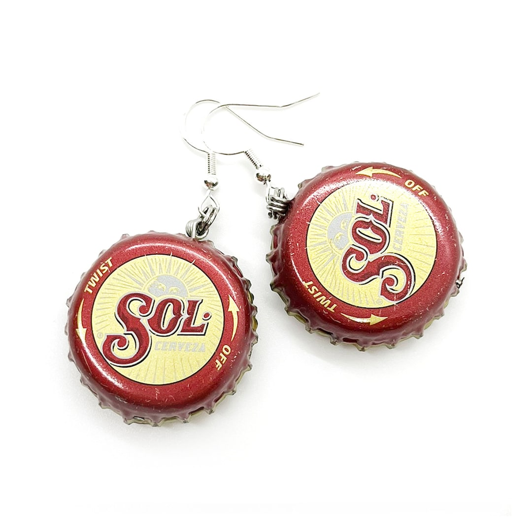 Sol Cerveza Beer Double-sided Bottlecap Earrings - Etsy