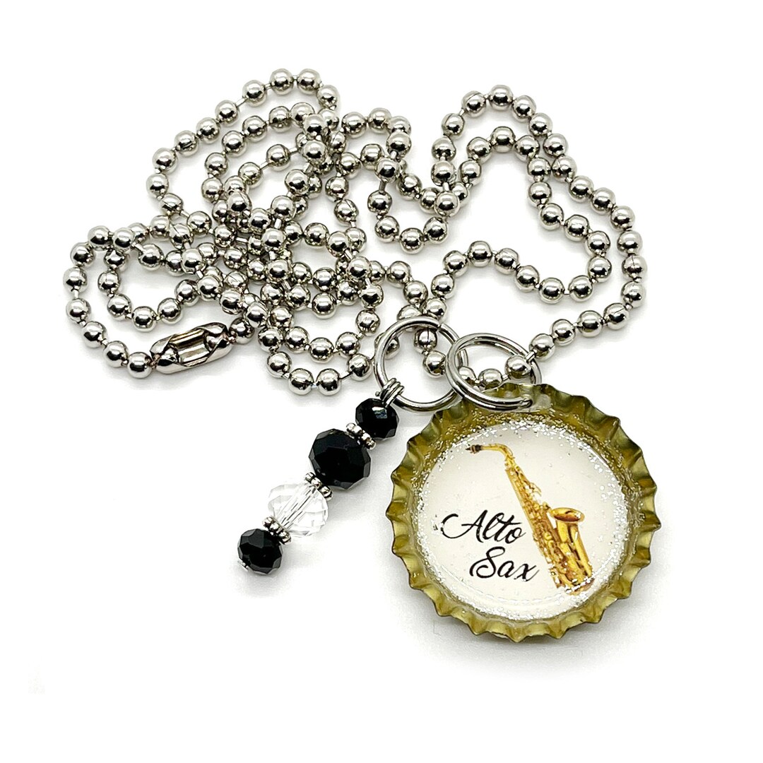 Sax - Alto Sax Bottle Cap Keychain or Necklace - Etsy