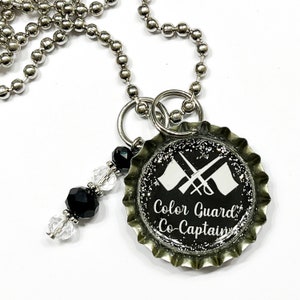 Color Guard Co-captain Bottle Cap Charm Necklace: Glitter Beaded Ball ...