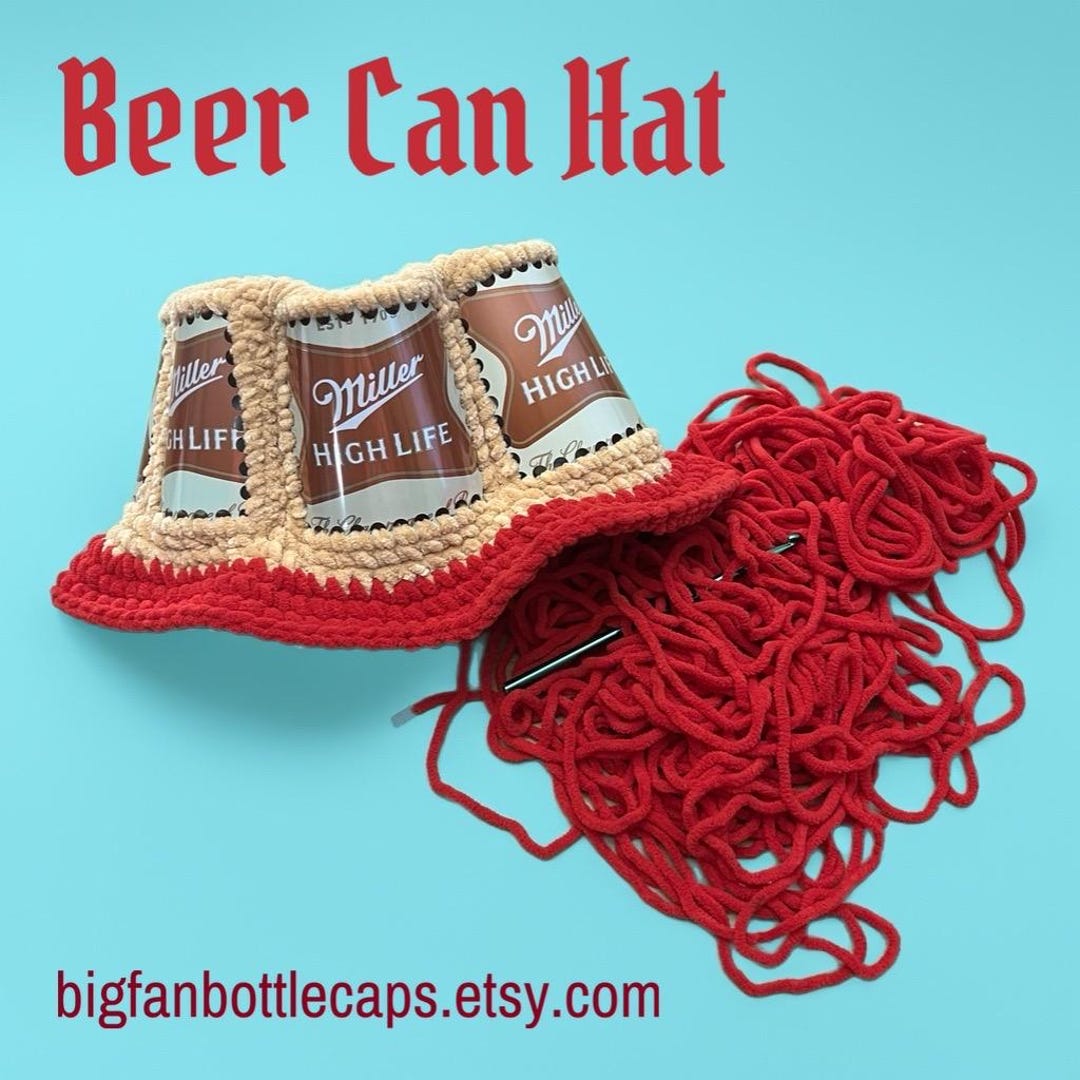 Nostalgic High Life Beer Can Crocheted Bucket Hat - Etsy