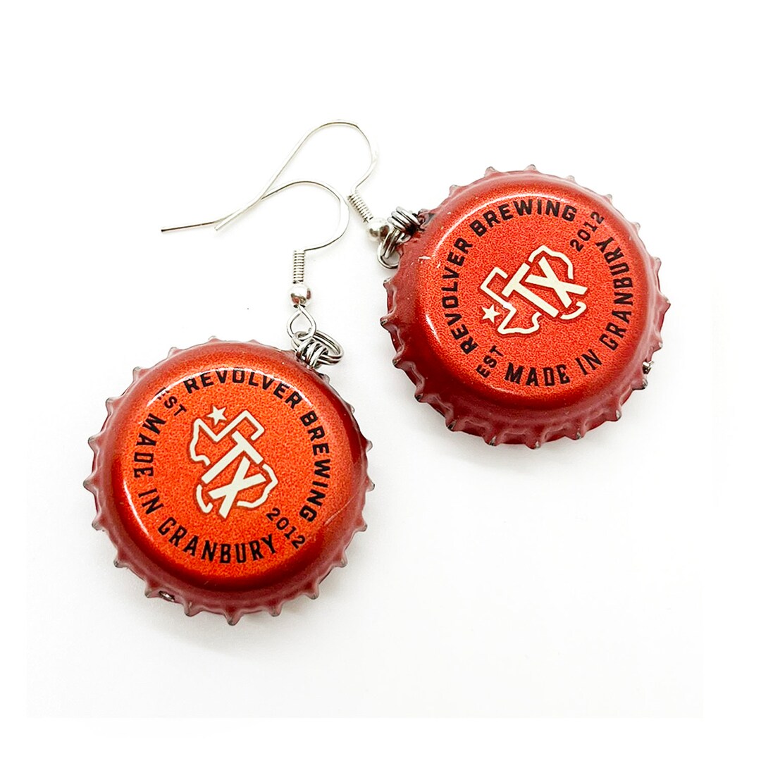 Revolver Brewery Double-sided Bottlecap Earrings - Etsy