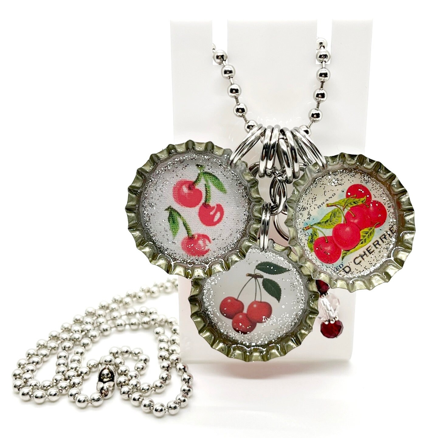 Vintage Inspired "cherry Crate Labels" - Bottle Cap Necklace - Etsy