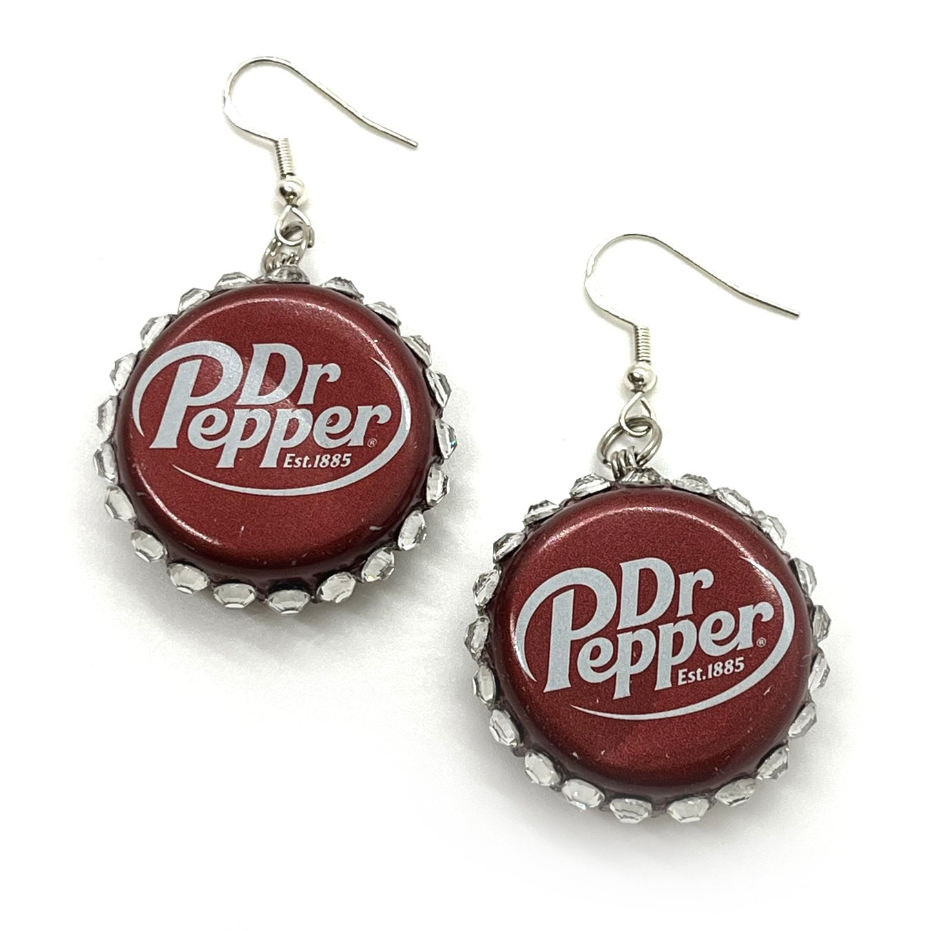 Dr. Pepper Double-sided Bottlecap Earrings With Rhinestone Edges - Etsy