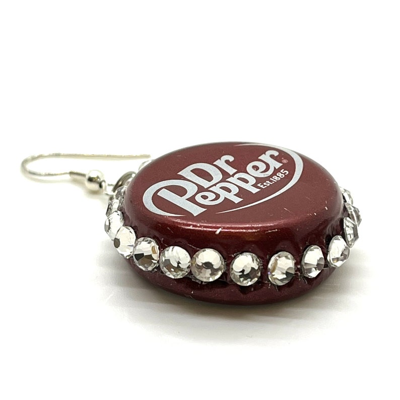 Dr. Pepper Double-sided Bottlecap Earrings With Rhinestone Edges - Etsy