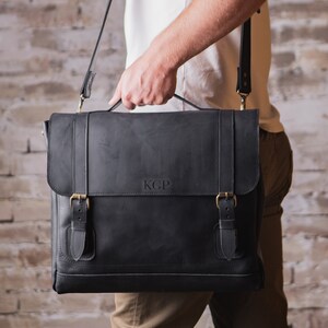 Men's Messenger Bag, Leather Briefcase for Men, Monogrammed Leather ...
