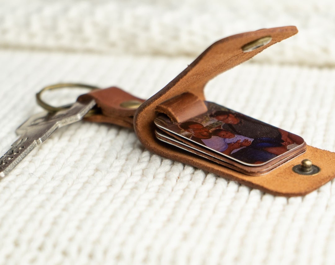 Leather Photo Keychain, Key Holder Picture Insert, Men's Accessory, Dad ...