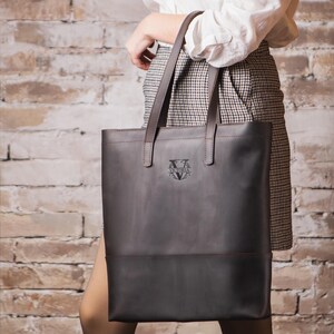 Ladies Large Tote Bag With Long Handles, Handmade Leather Bag, Elegant ...