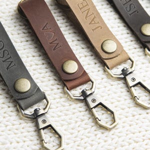 Keychain Personalized, Engraved Leather Key Ring, Custom Handmade Key ...