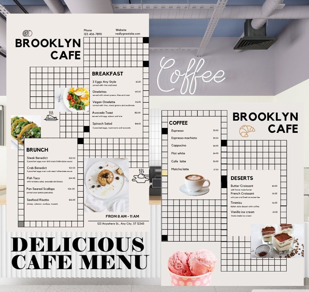 Cafe Menu Aesthetic Editable Template Canva Restaurant - Etsy