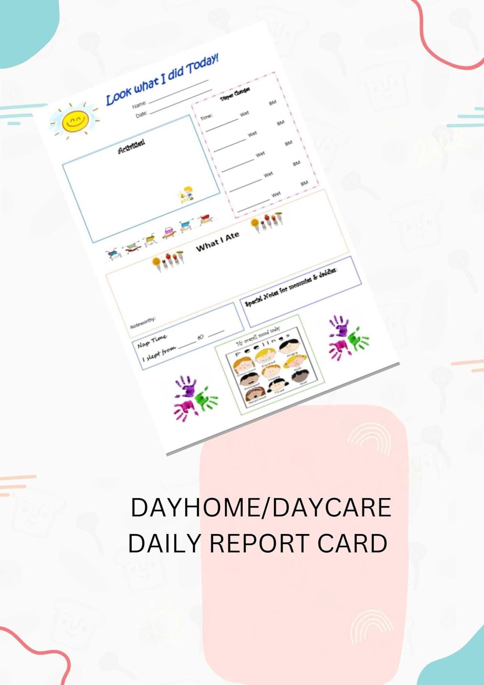 Daycare/dayhome Daily Report Card Printable - Etsy