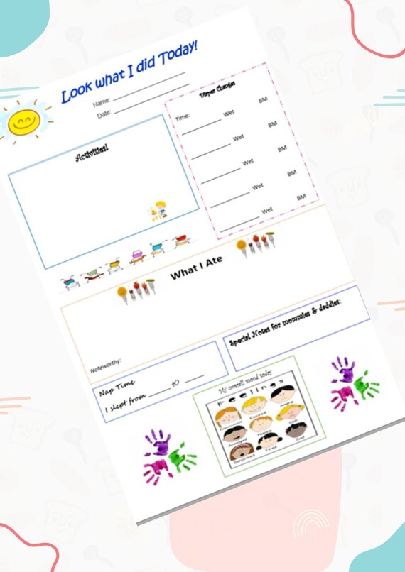 Daycare/dayhome Daily Report Card Printable - Etsy