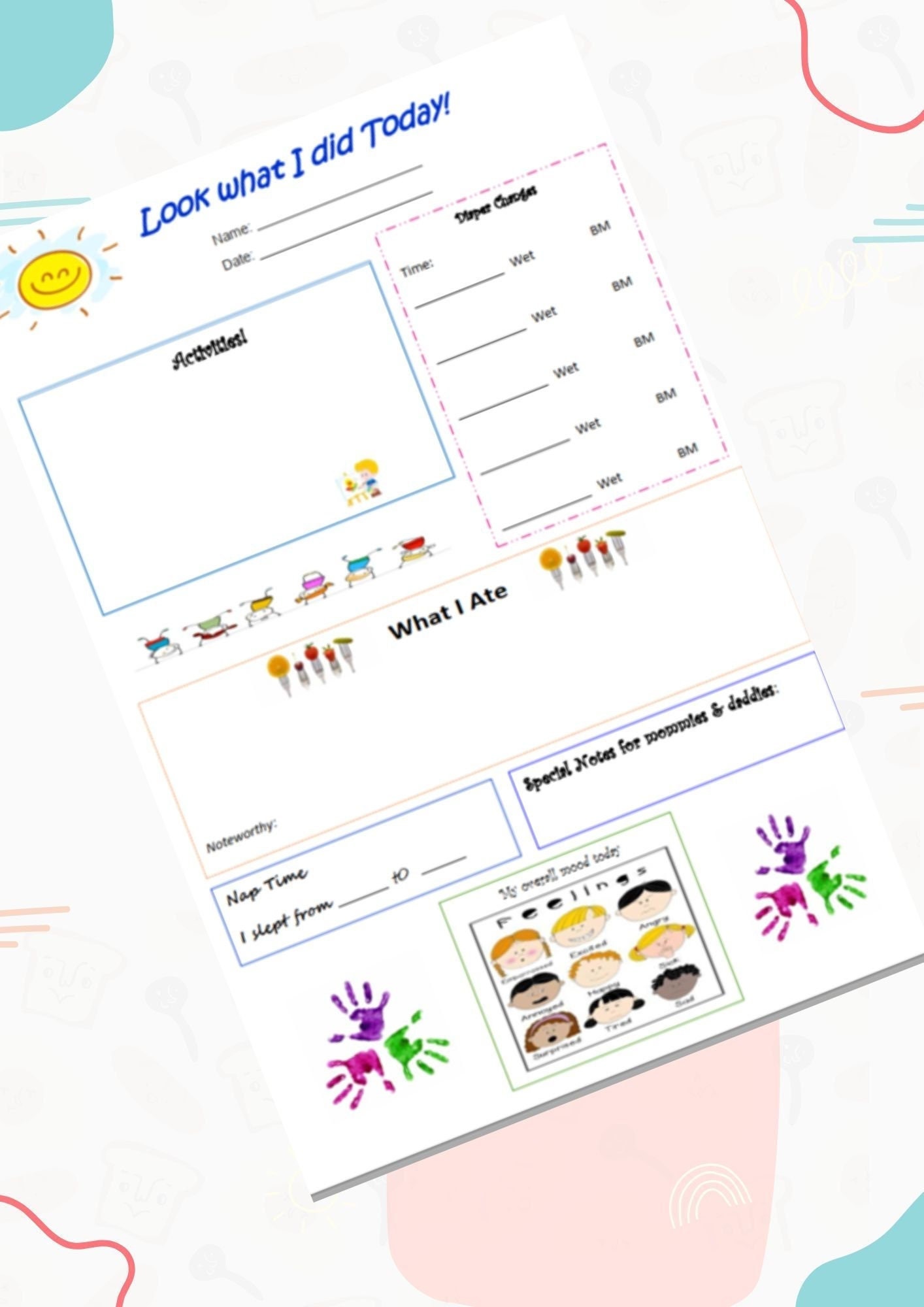 Daycare/dayhome Daily Report Card Printable - Etsy