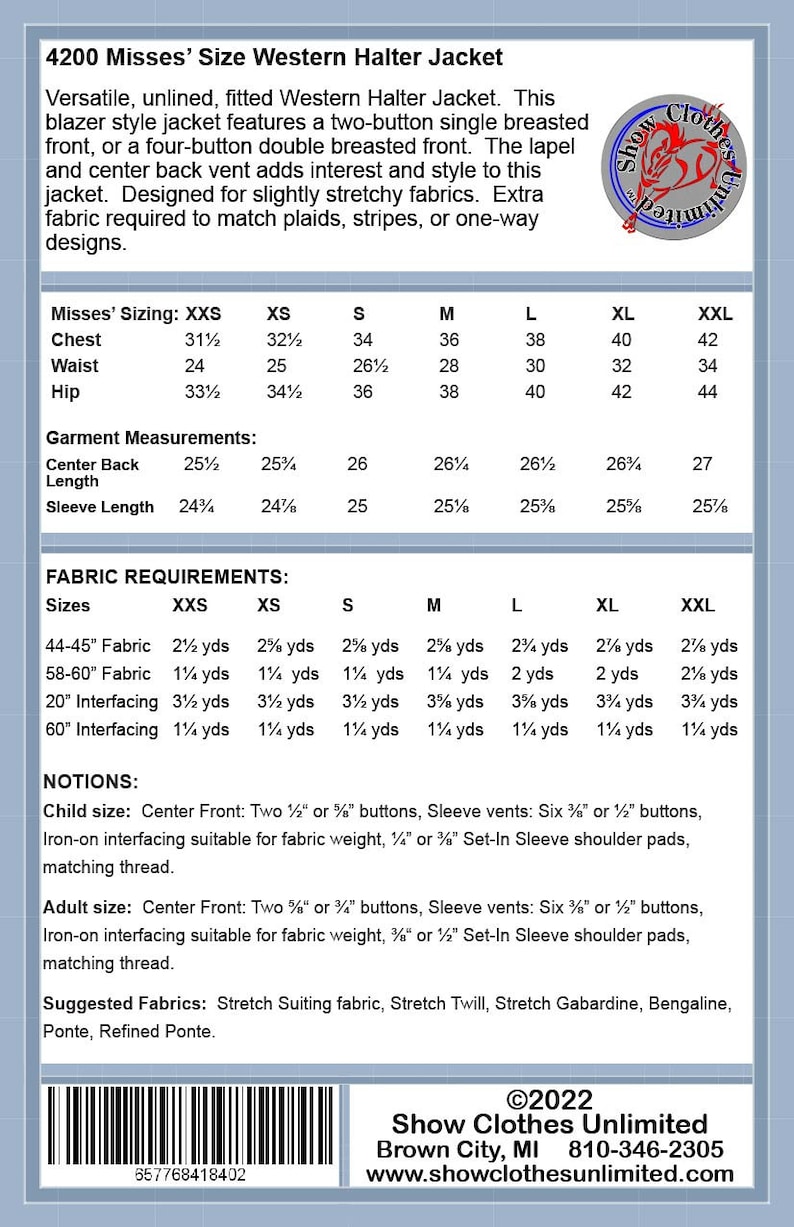 Patrón de costura para chaqueta estilo western con cuello halter: de ...