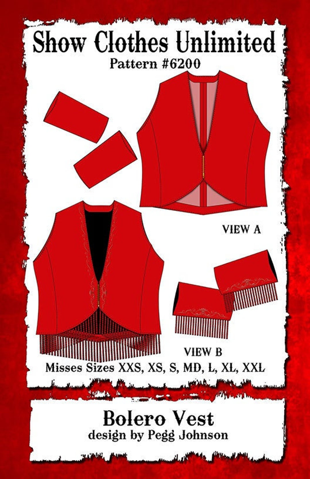 Fringe Bolero Vest Sewing Pattern - Show Clothes, Misses Sizes (PDF ...