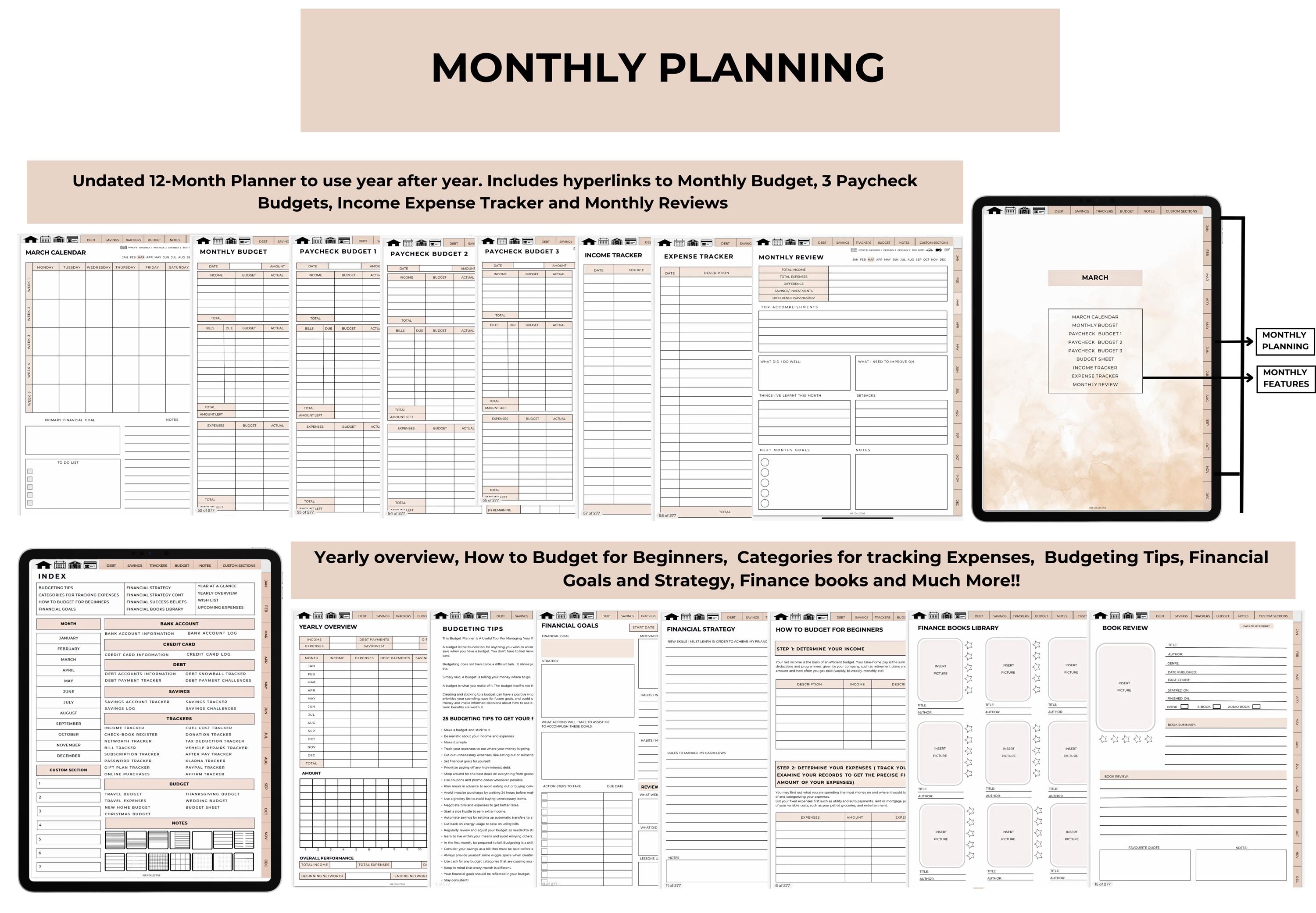 Digital Financial Budget Planner, Paycheck Budget, Portrait Finance ...