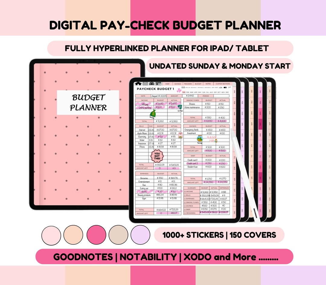 Digital Budget Planner, Paycheck Budget, Portrait Finance Planner ...