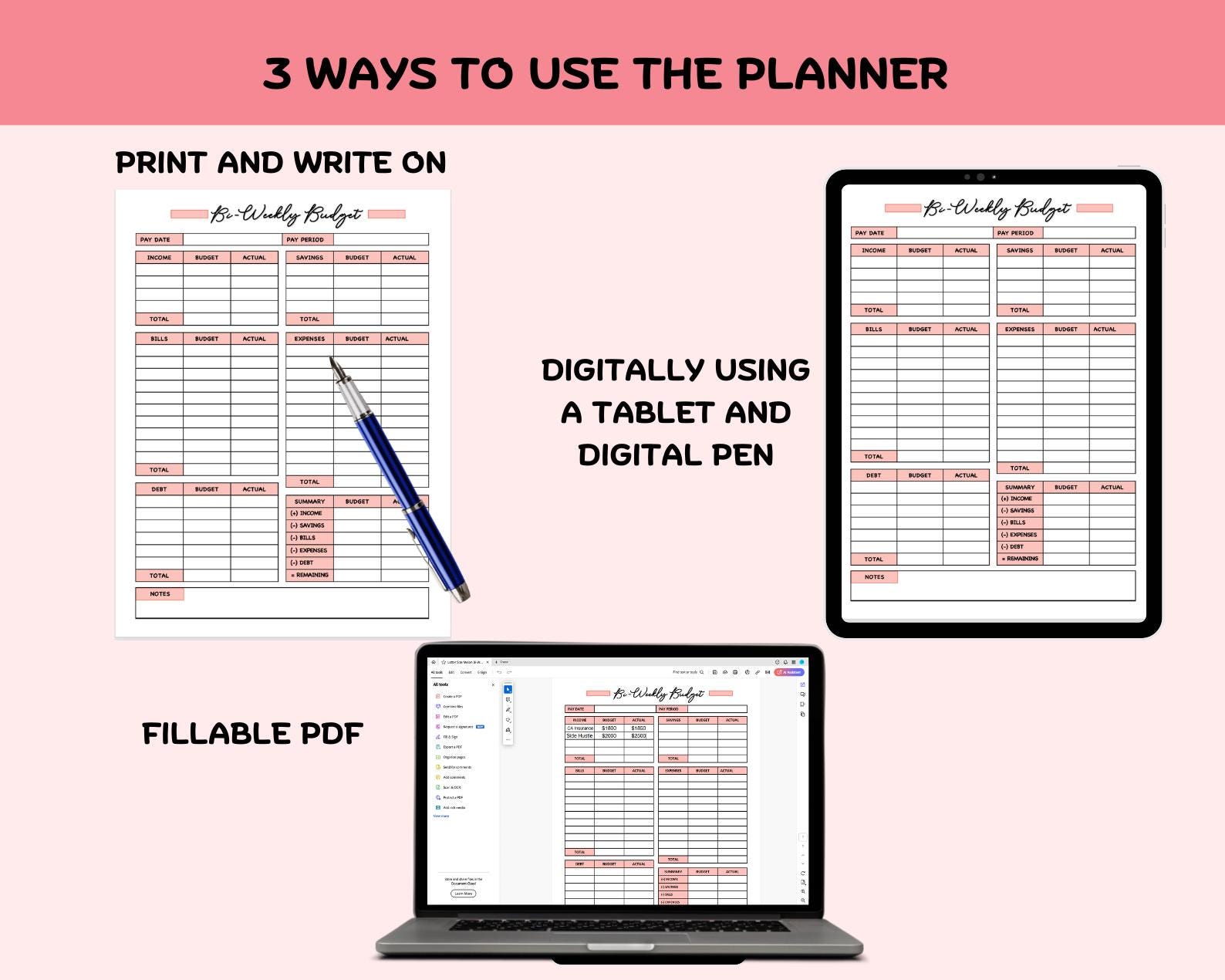 Bi-weekly Paycheck Budget Printable, Bi Weekly Budget Planner 2025/2026 ...