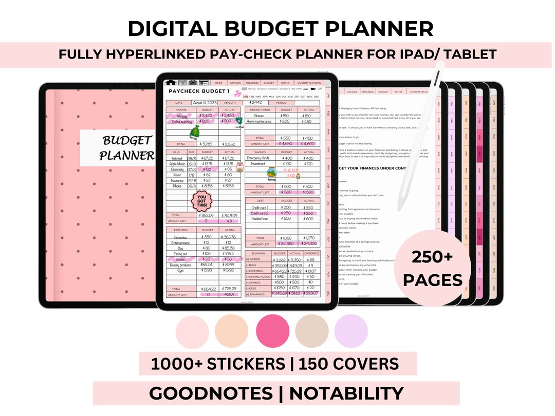 Digital Budget Planner, Paycheck Budget, Portrait Finance Planner ...