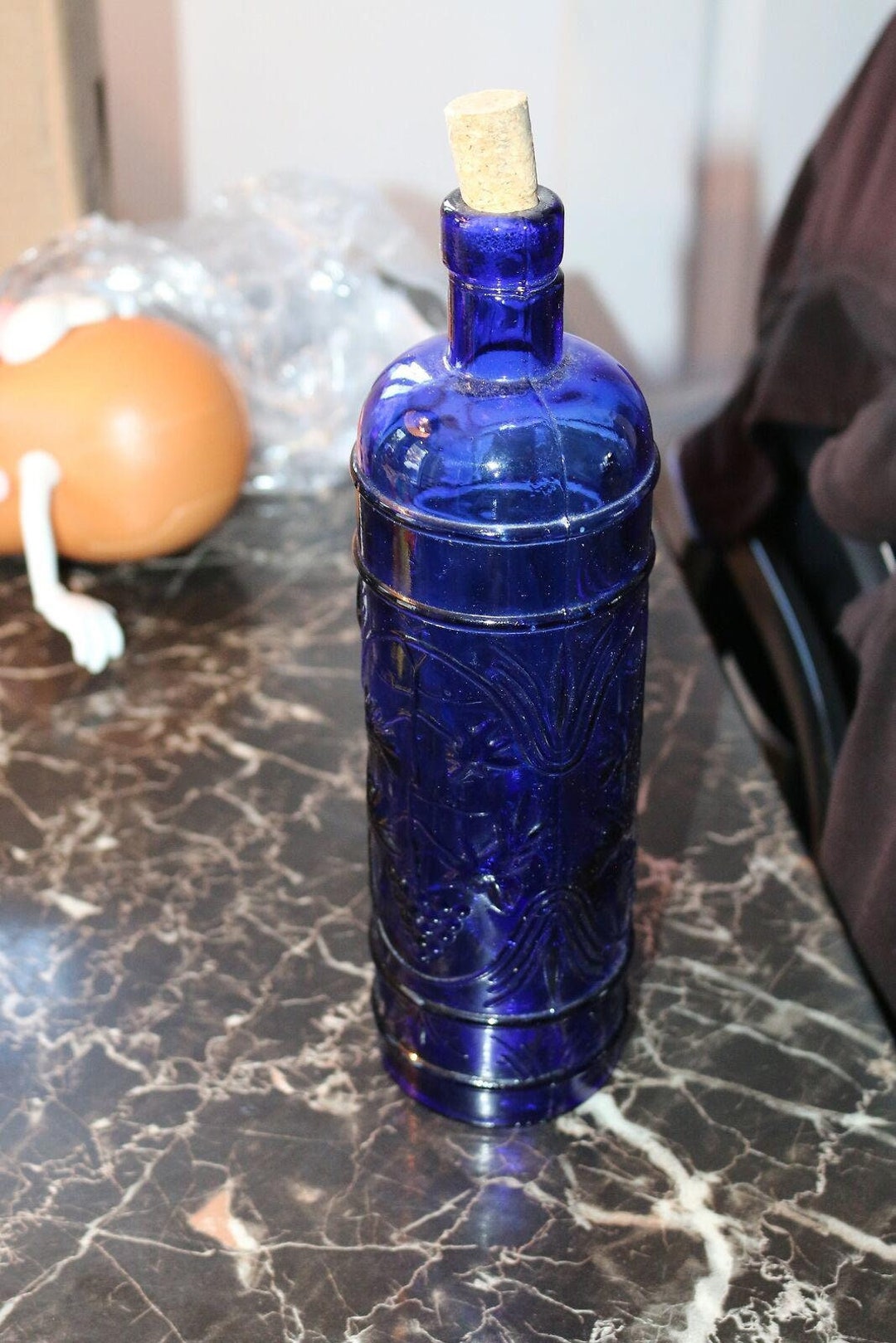 Vintagecobalt Blue Cornucopia Bottle. Retro Bar Decor. - Etsy
