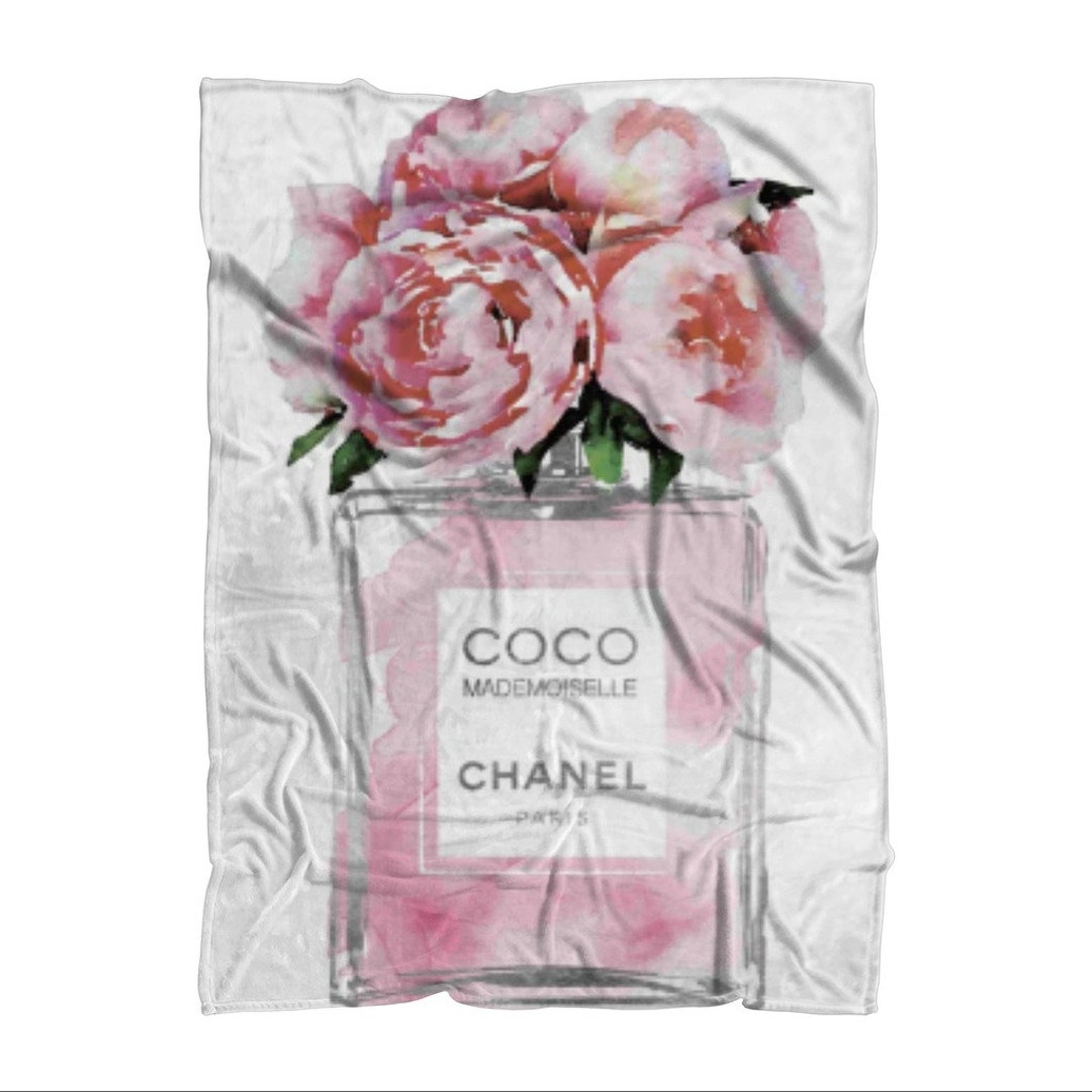 Coco Chanel Flowers Bottle Blue Butterfly Premium Adult Blanket - Etsy UK