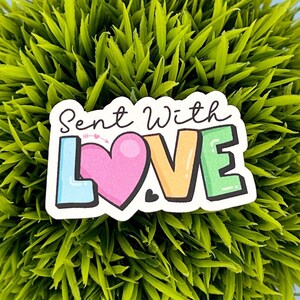 Sent With Love Sticker Cute Colorful Lettering Packaging Stickers for ...