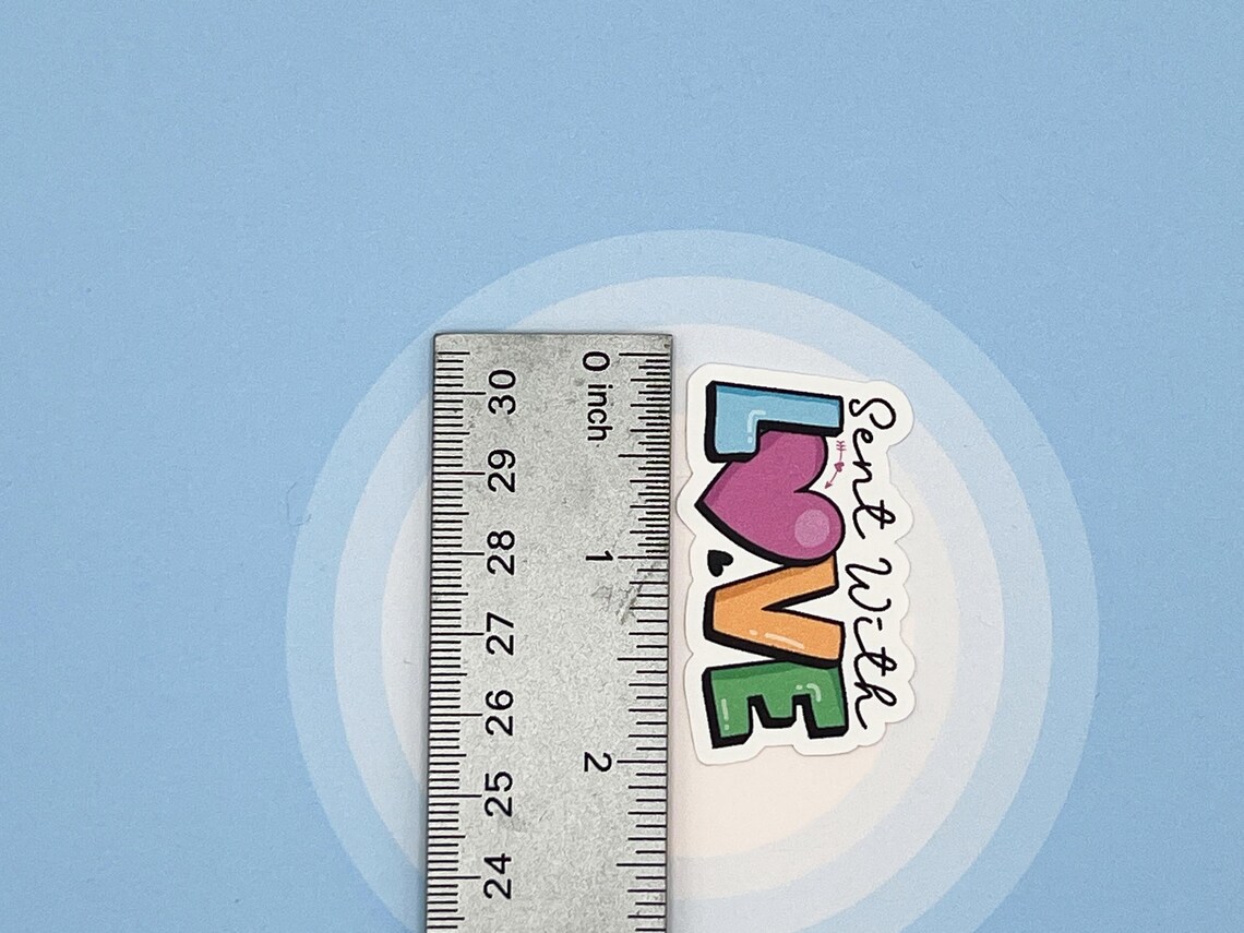Sent With Love Sticker Cute Colorful Lettering Packaging Stickers for ...