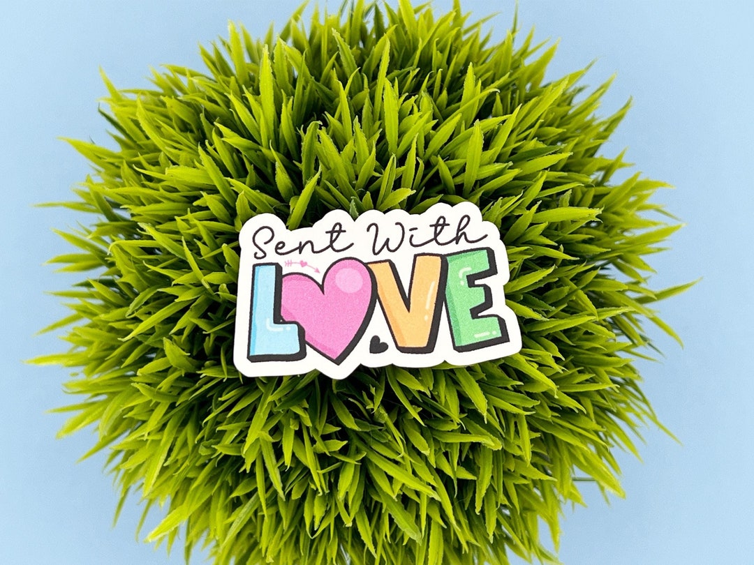Sent With Love Sticker Cute Colorful Lettering Packaging Stickers for ...