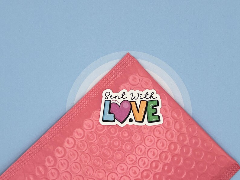 Sent With Love Sticker Cute Colorful Lettering Packaging Stickers for ...