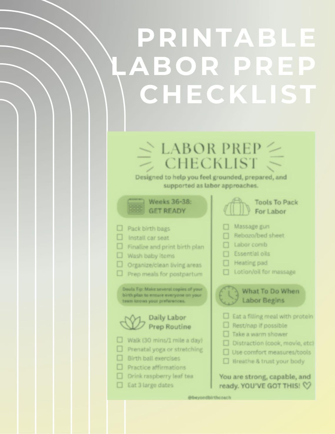 Printable Labor Prep Checklist - Etsy