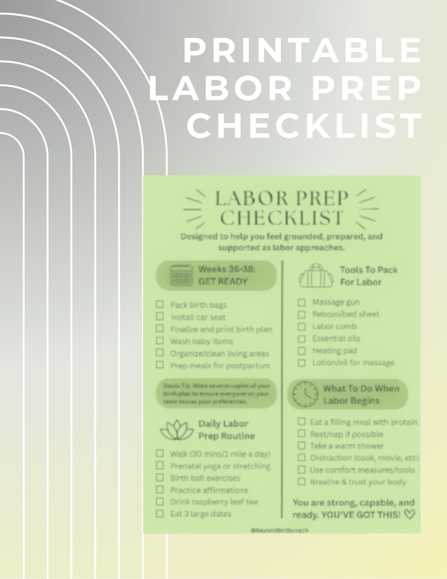 Printable Labor Prep Checklist - Etsy