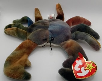Rare TY Beanie Baby claude the Crab PVC Rare error white Star - Etsy