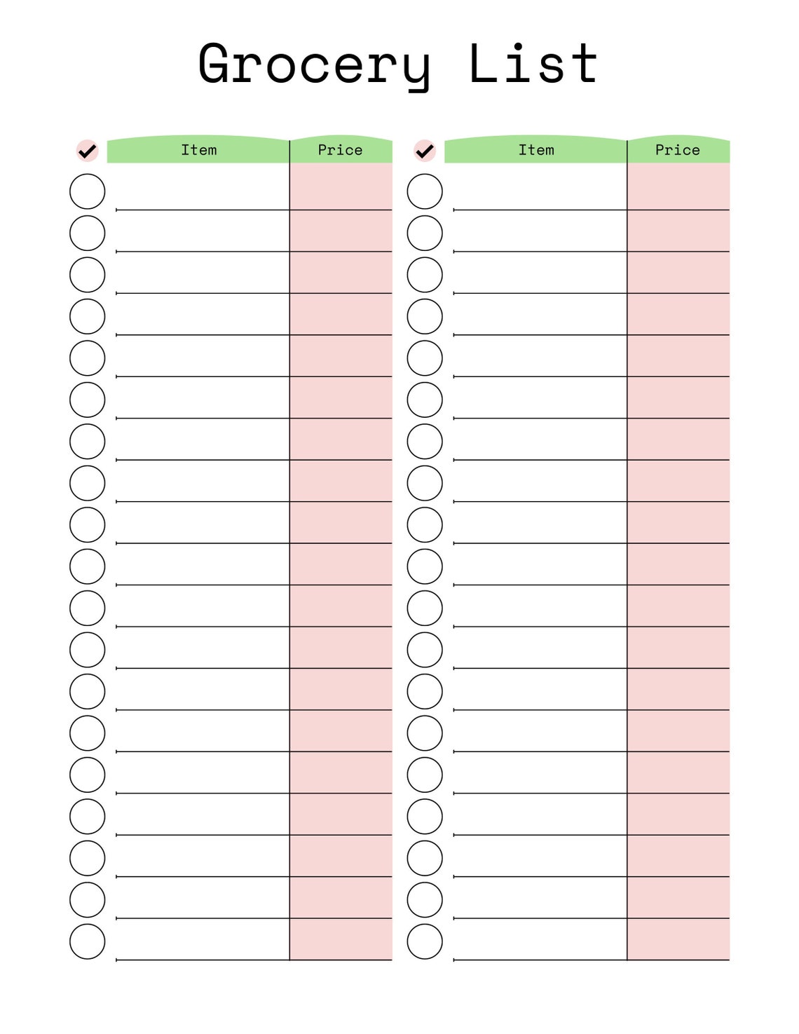 Printable Grocery Budgeting List, Digital Download - Etsy