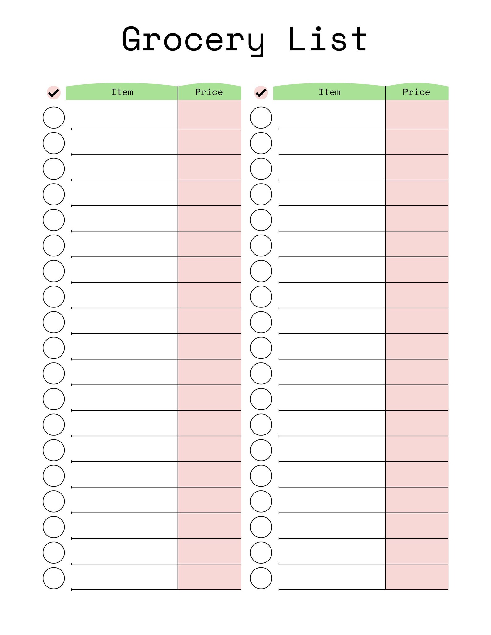 Printable Grocery Budgeting List, Digital Download - Etsy