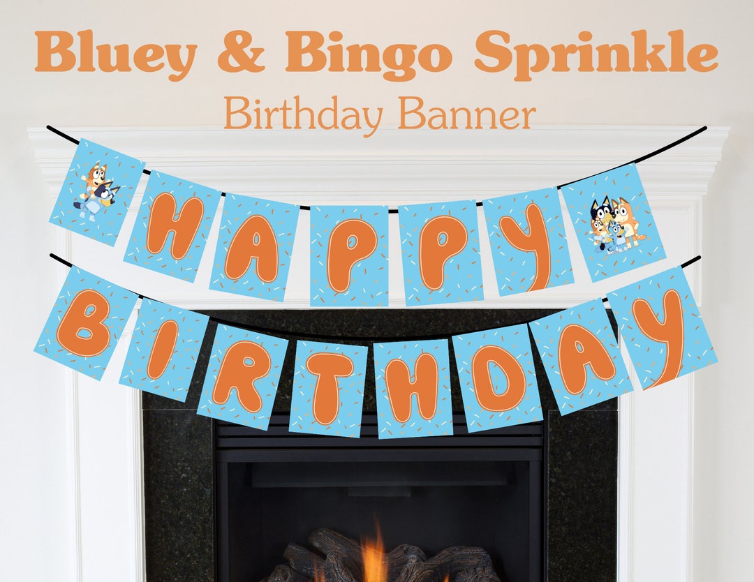 Bluey and Bingo Sprinkle Birthday Banner | Party Supplies | Birthday ...