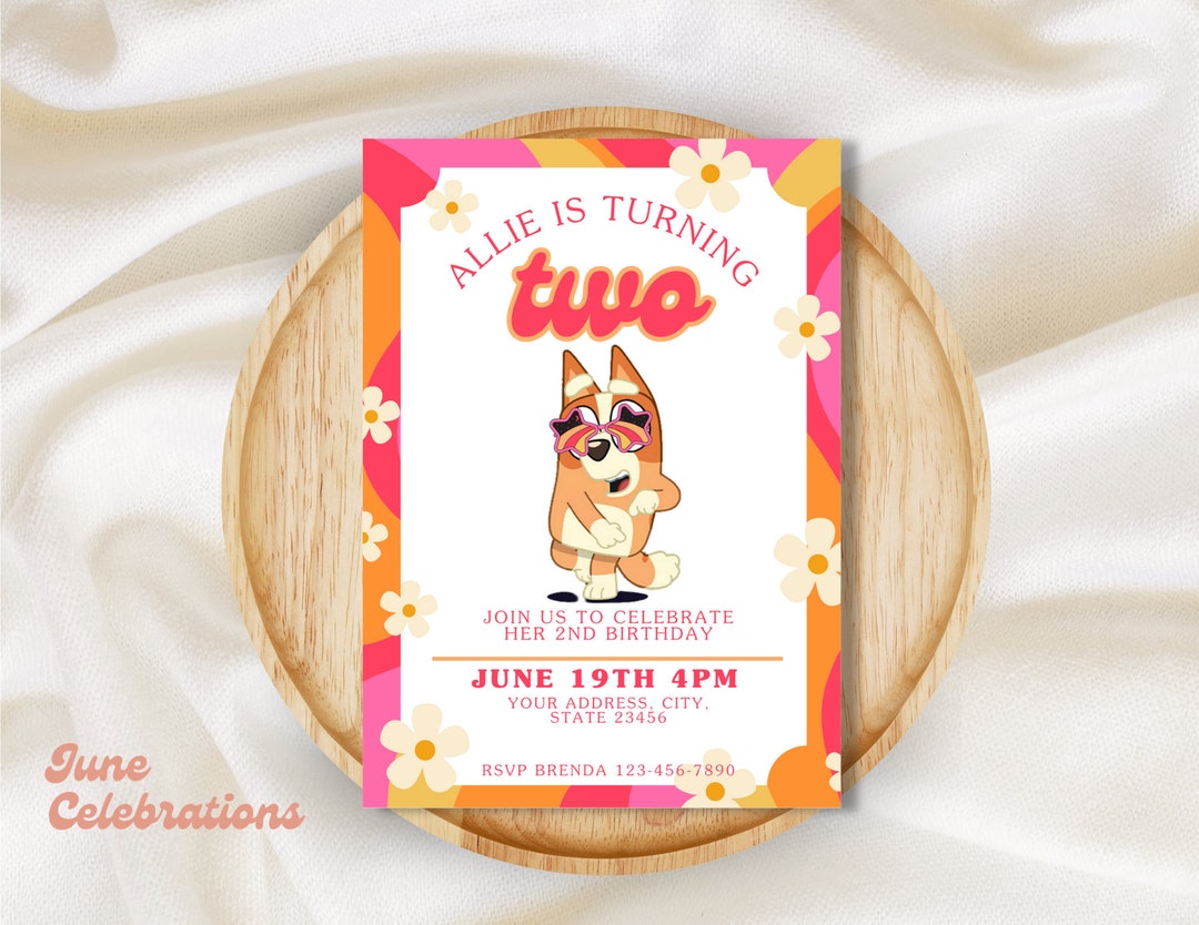 Groovy Bingo Birthday Invitation | Bluey and Bingo Party | Groovy and ...