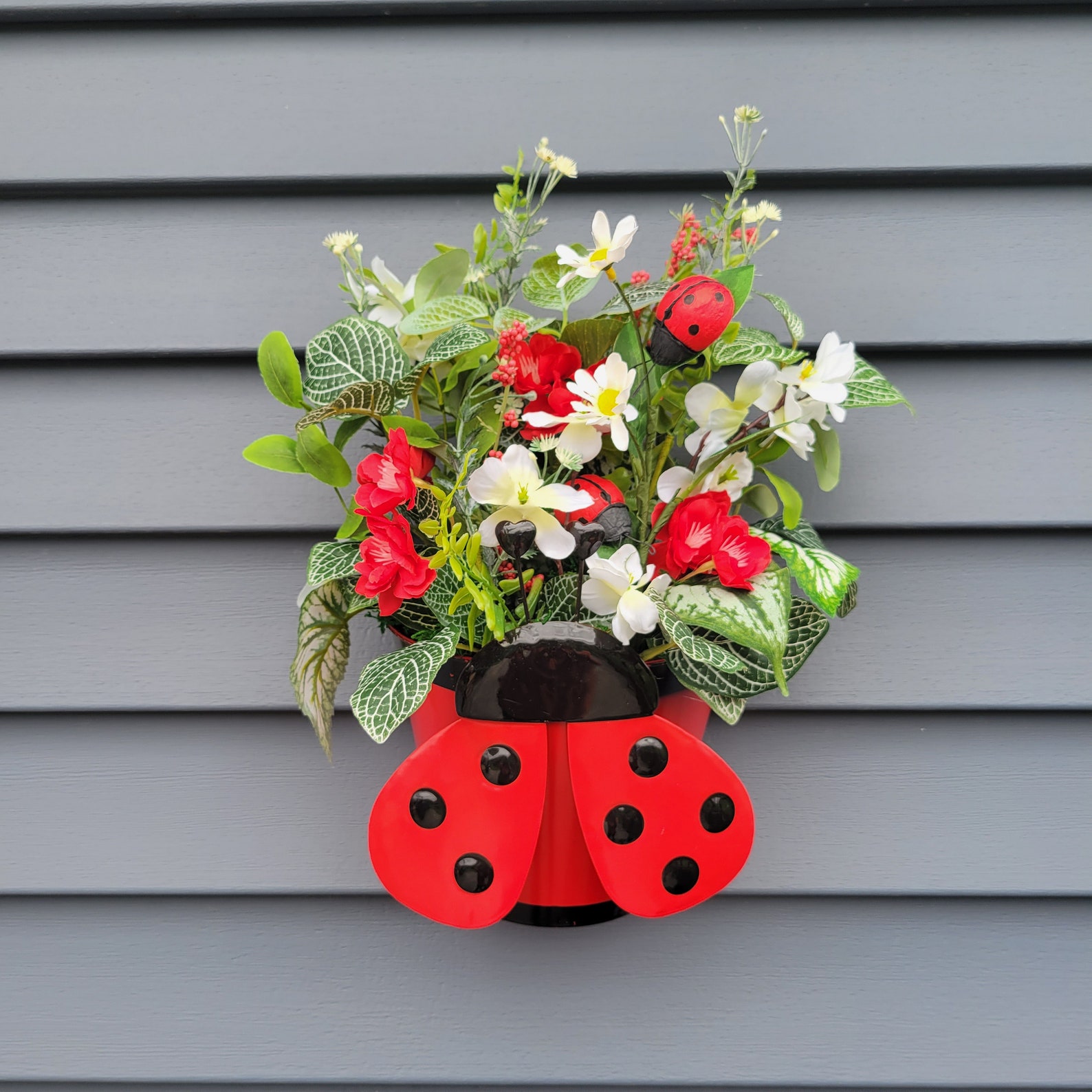 Ladybug Summer Floral, Sweet Summertime Kitchen Centerpiece, Entry Way ...