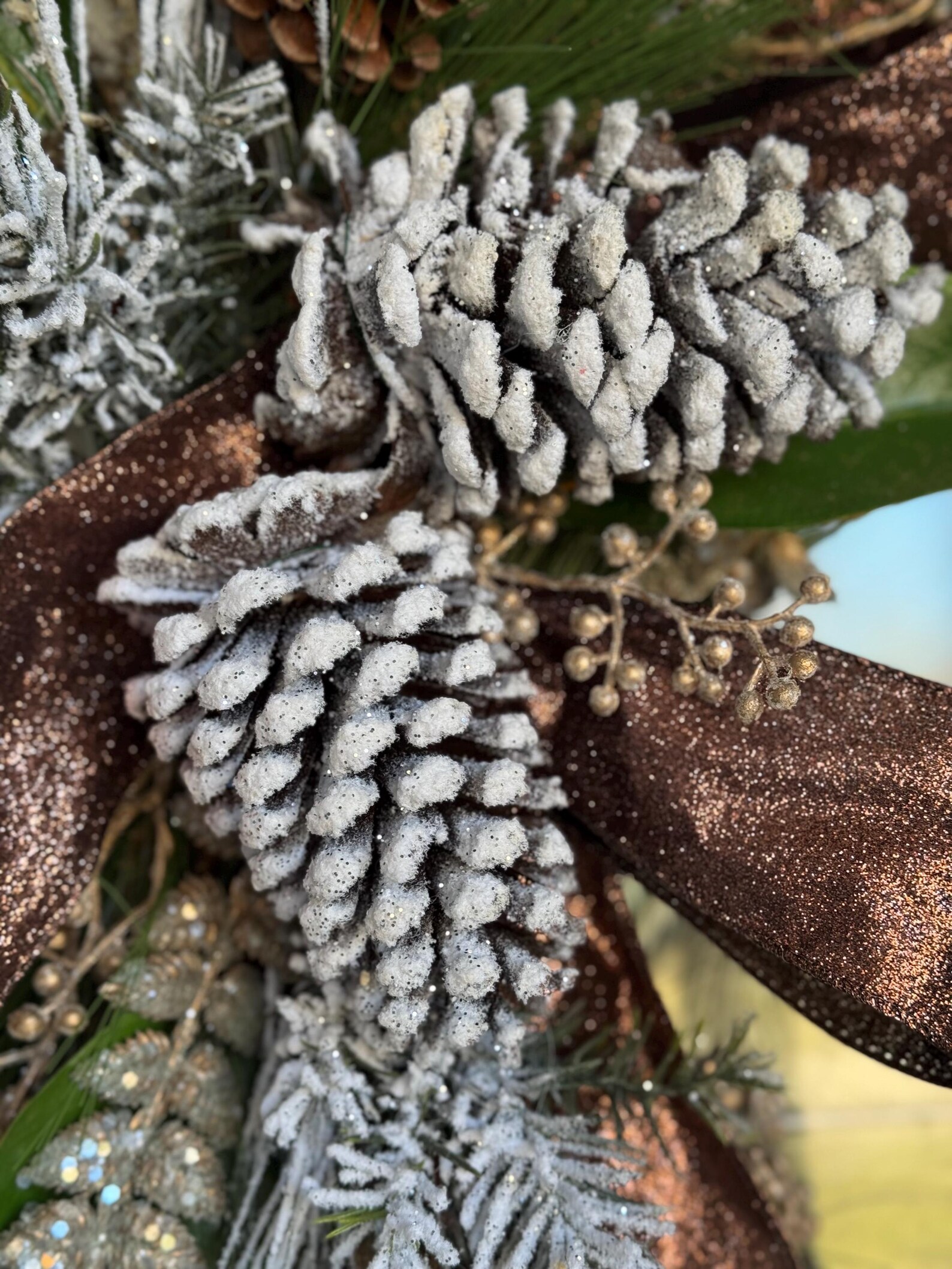 Winter Woodland Pinecone Swag, Rustic Glam Swag, Rust and Gold Woodland ...