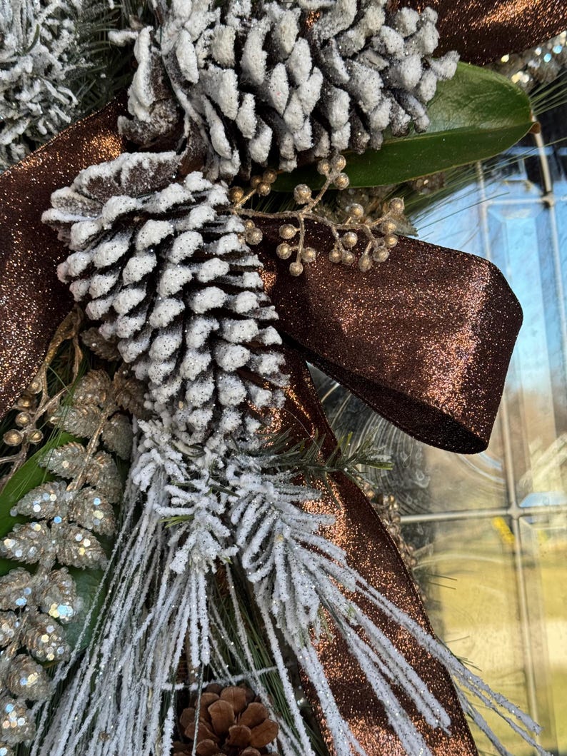 Winter Woodland Pinecone Swag, Rustic Glam Swag, Rust and Gold Woodland ...
