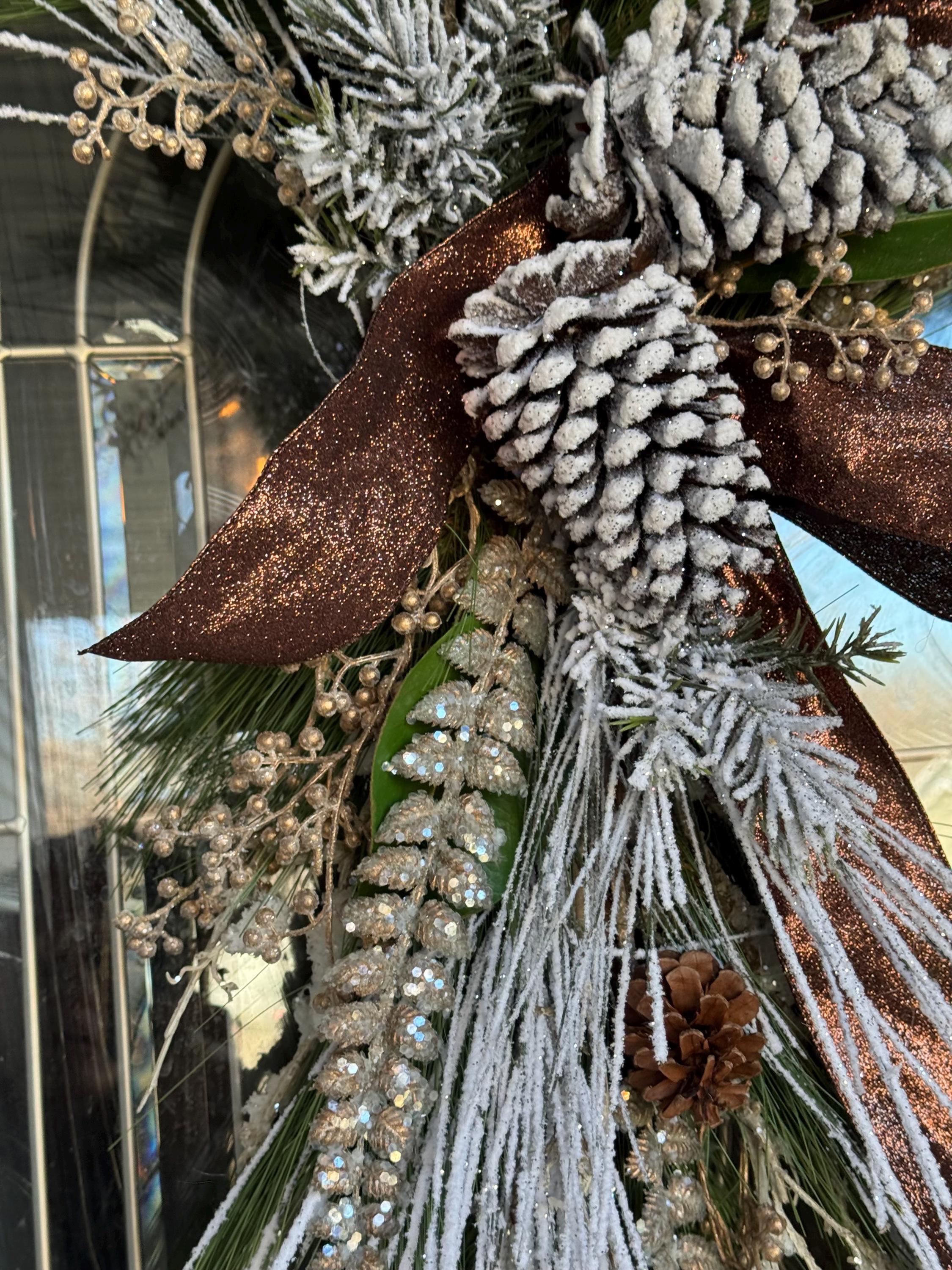 Winter Woodland Pinecone Swag, Rustic Glam Swag, Rust and Gold Woodland ...