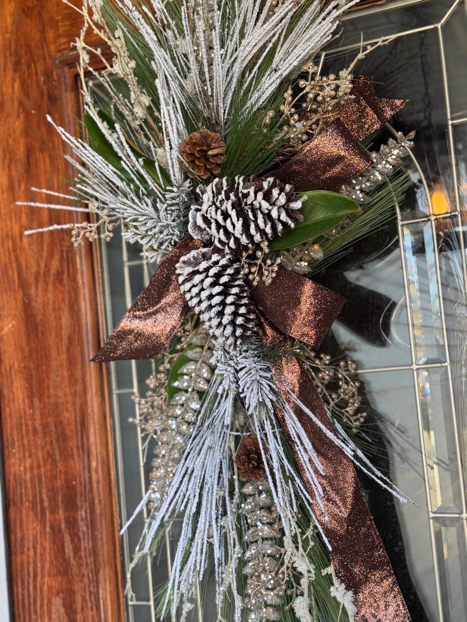 Winter Woodland Pinecone Swag, Rustic Glam Swag, Rust and Gold Woodland ...